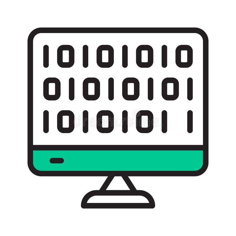 Check Out Modern Line Style Icon of Binary Coding Stock Illustration ...