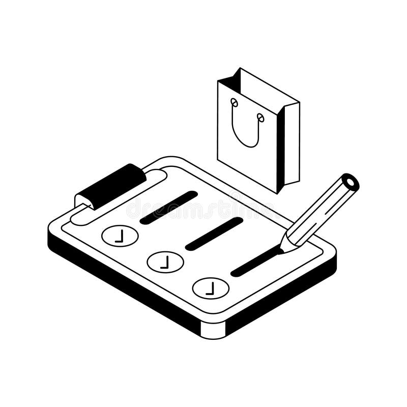 Check Out Out Premium Isometric Style Icon of Shopping List Stock ...