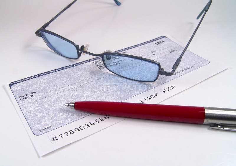 Check, Pen and Glasses stock image. Image of check, business - 8791