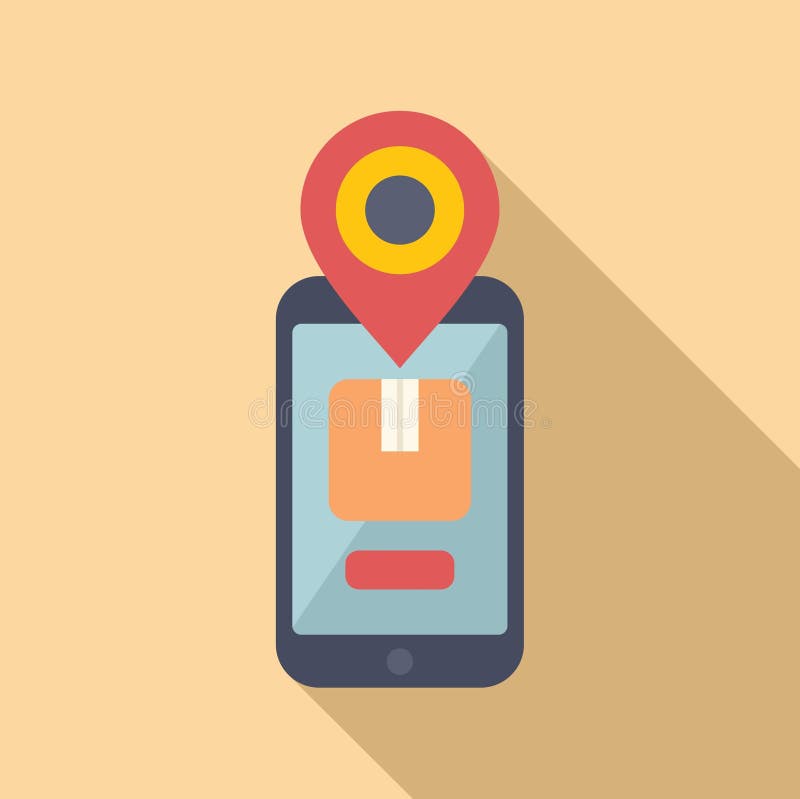 Check on Phone Parcel Location Icon Flat Vector. Shipment ...