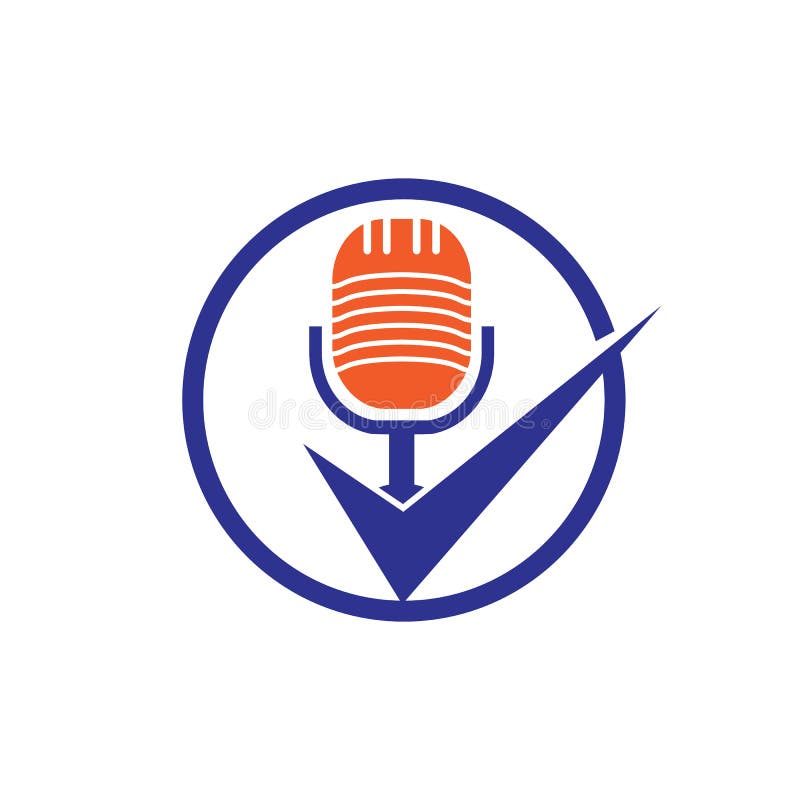 Check Podcast Vector Logo Design Template. Microphone and Tick Icon ...