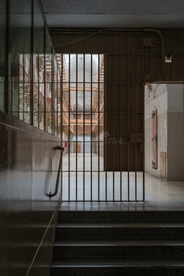 Check Pion in the Prison with Bars Stock Image - Image of building ...