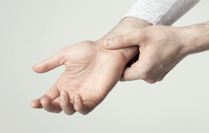 Check the Pulse. Man Counts Heartbeats by Himself Stock Image - Image ...