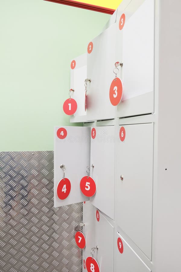 Check-room s shelves stock image. Image of clean, orange - 62592887