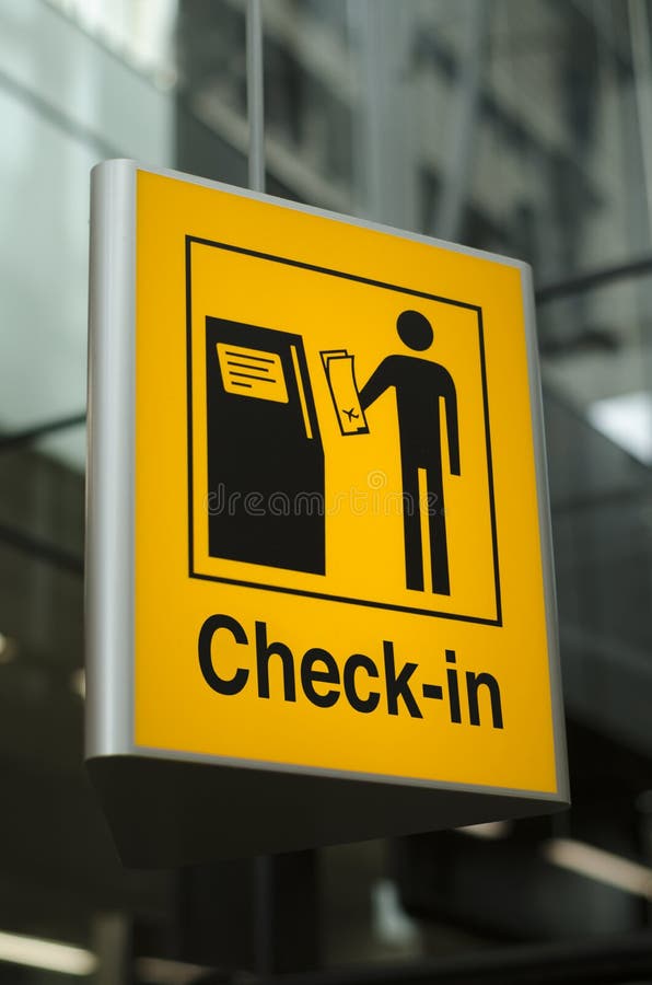 Check-in sign at airport stock image. Image of guidance - 32744695