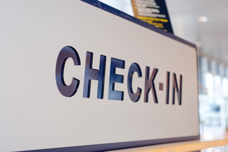 Check-in Sign At The Departures In The Airport, Cl Stock Photo - Image ...