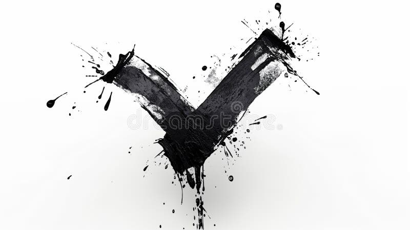 Check Sign Icon from Abstract Black in Splash. Isolated on White ...