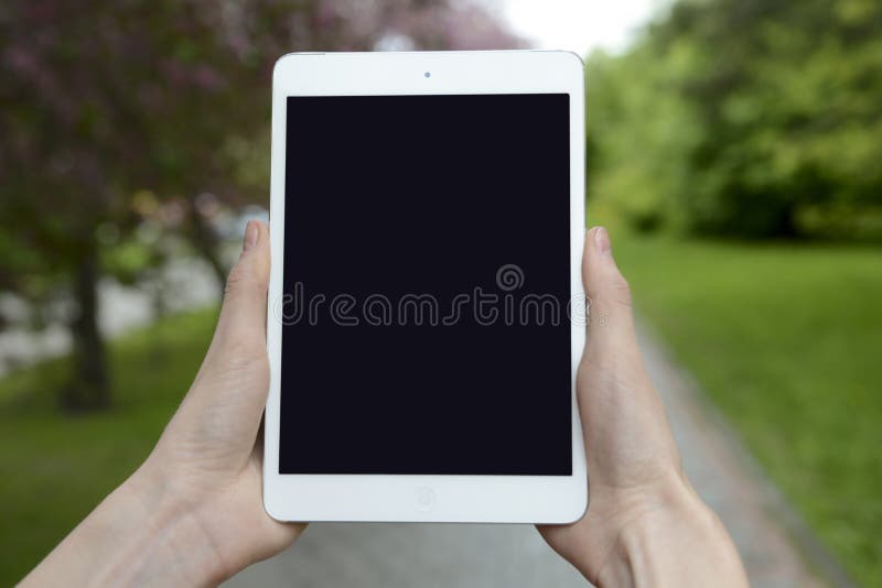 Check the Tablet during Walking on the Street Editorial Image - Image ...