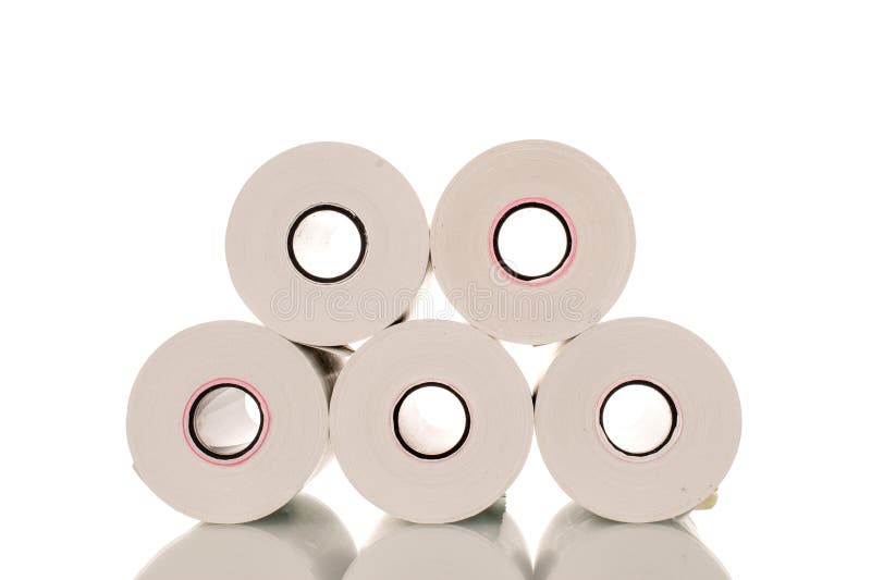 Several Rolls of Check Tape Close-up Isolated on White or Top View ...