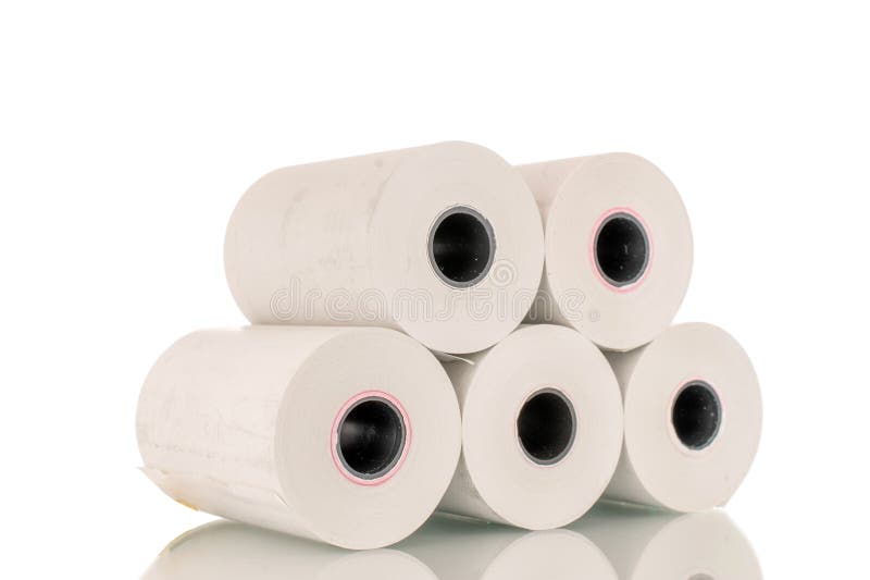 Several Rolls of Check Tape Close-up Isolated on White or Top View ...