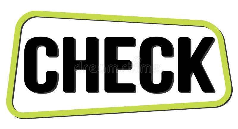 CHECK Text on Green-black Trapeze Stamp Sign Stock Illustration ...