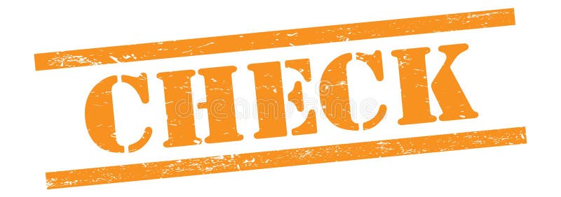 CHECK Text on Orange Grungy Lines Stamp Stock Illustration ...