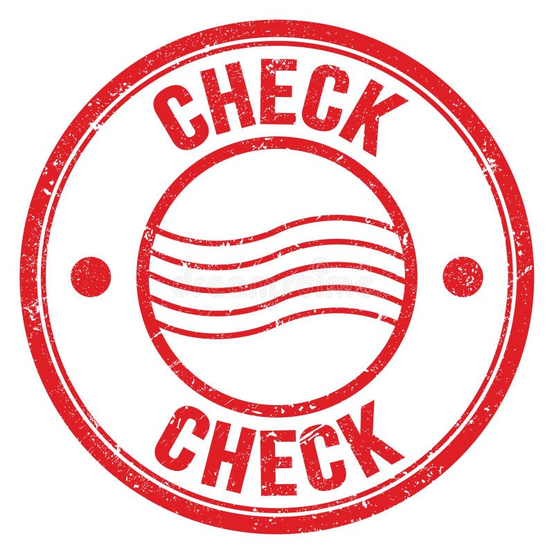 CHECK Text Written on Red Round Postal Stamp Sign Stock Illustration ...