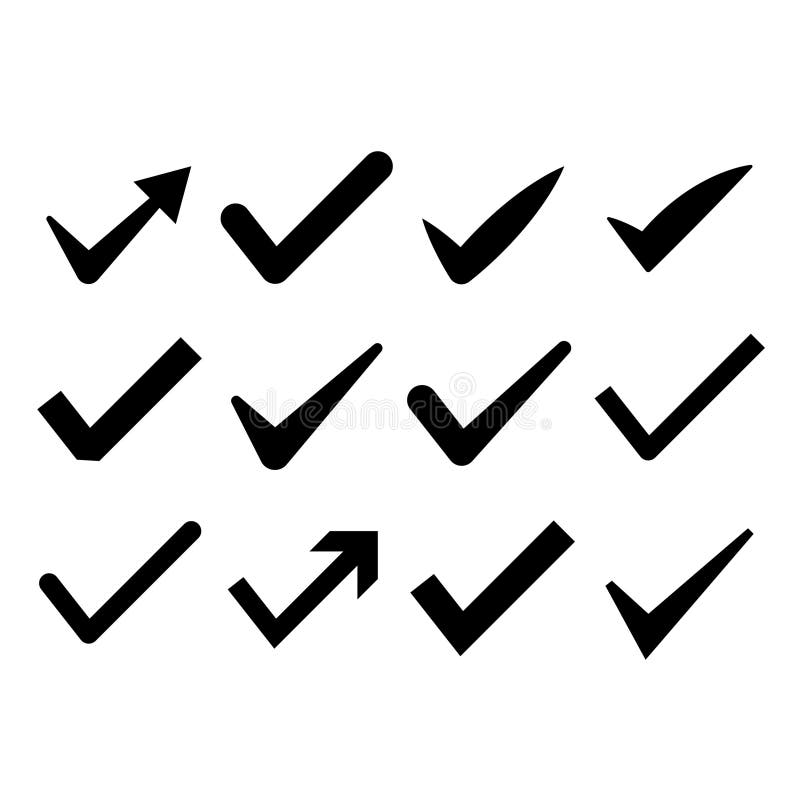 Check or Tick Icons. Big Set of Black Check or Tick Icons for Design ...
