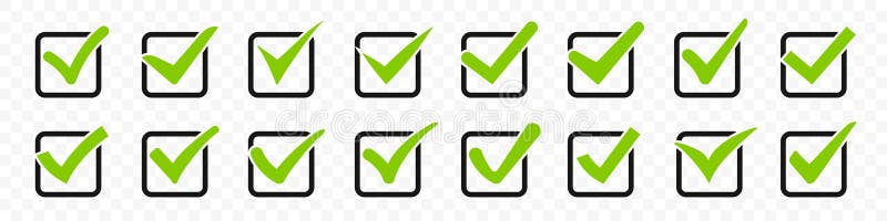 Check Tick Icons Collection. Set of Green Approved Tick Symbol Stock ...