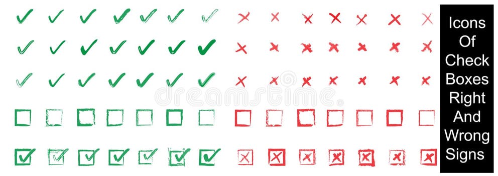 Check Tick Mark Icon Set. Cross Box X Check Mark Checkbox V List Vector ...