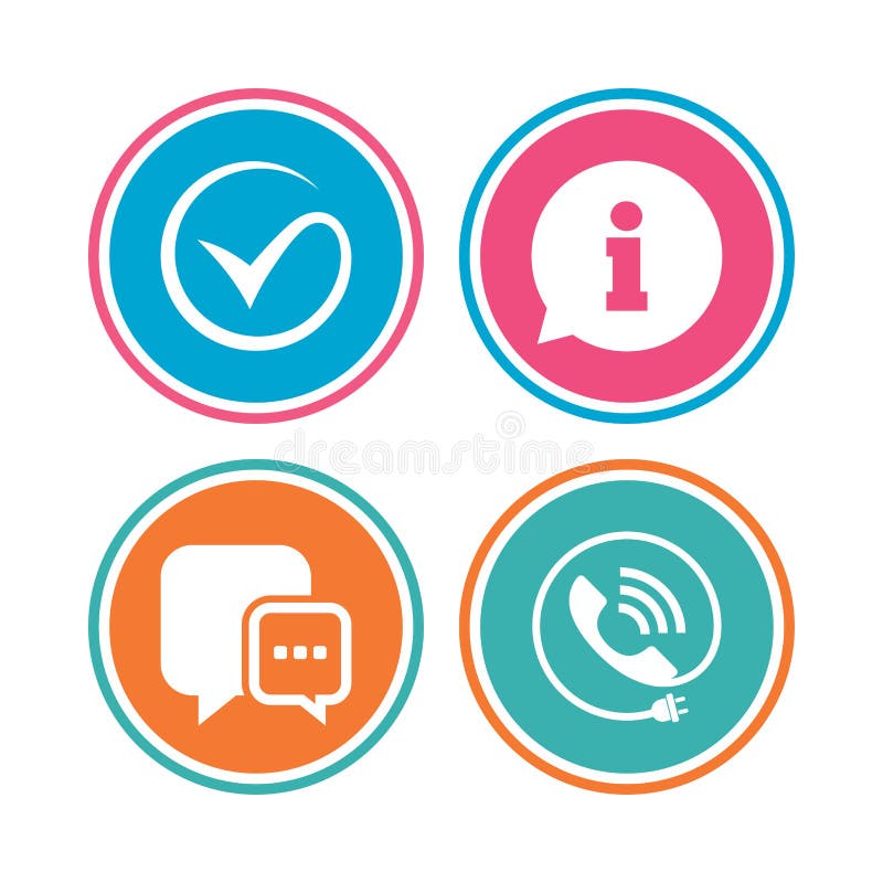 Check or Tick. Phone Call and Information Sign. Stock Vector ...