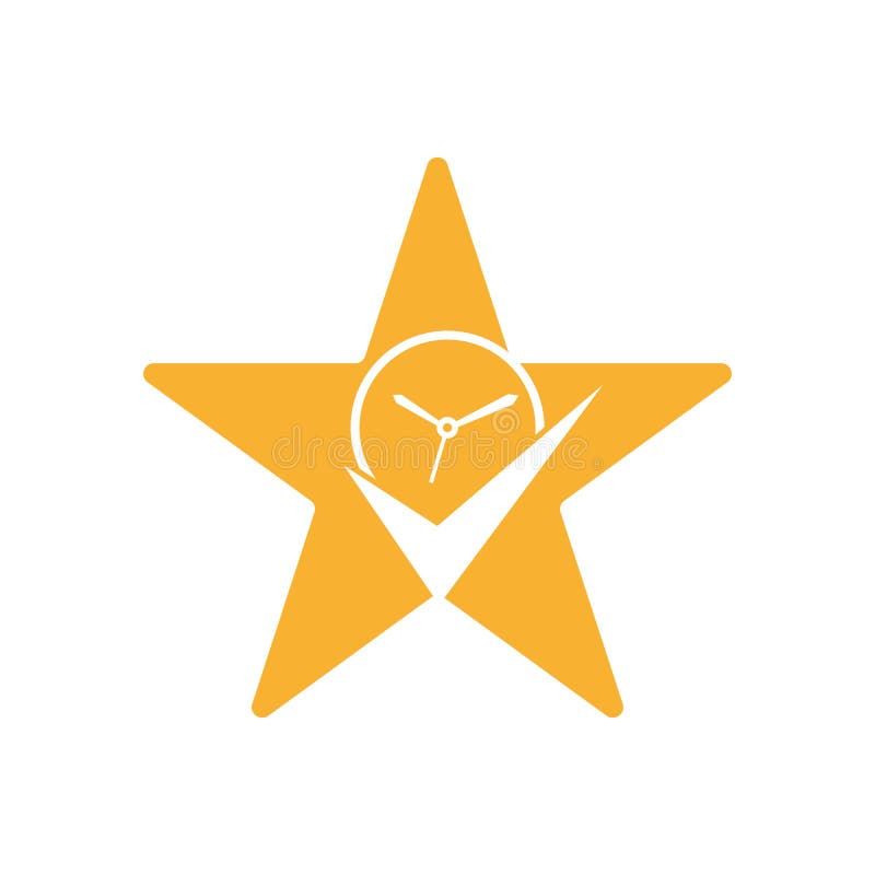 Check Time Star Shape Concept Logo Design Template. Stock Vector ...