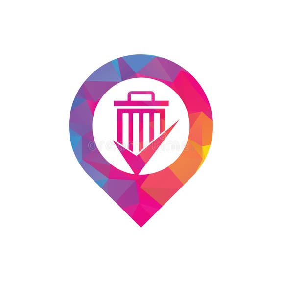 Check Trash Map Pin Shape Concept Vector Logo Template. Stock Vector ...