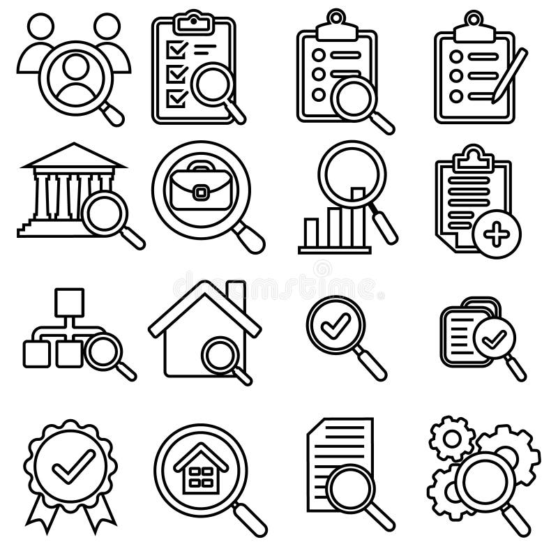 Check Vector Icon Set. Inspection Illustration Sign. Testing Symbol ...