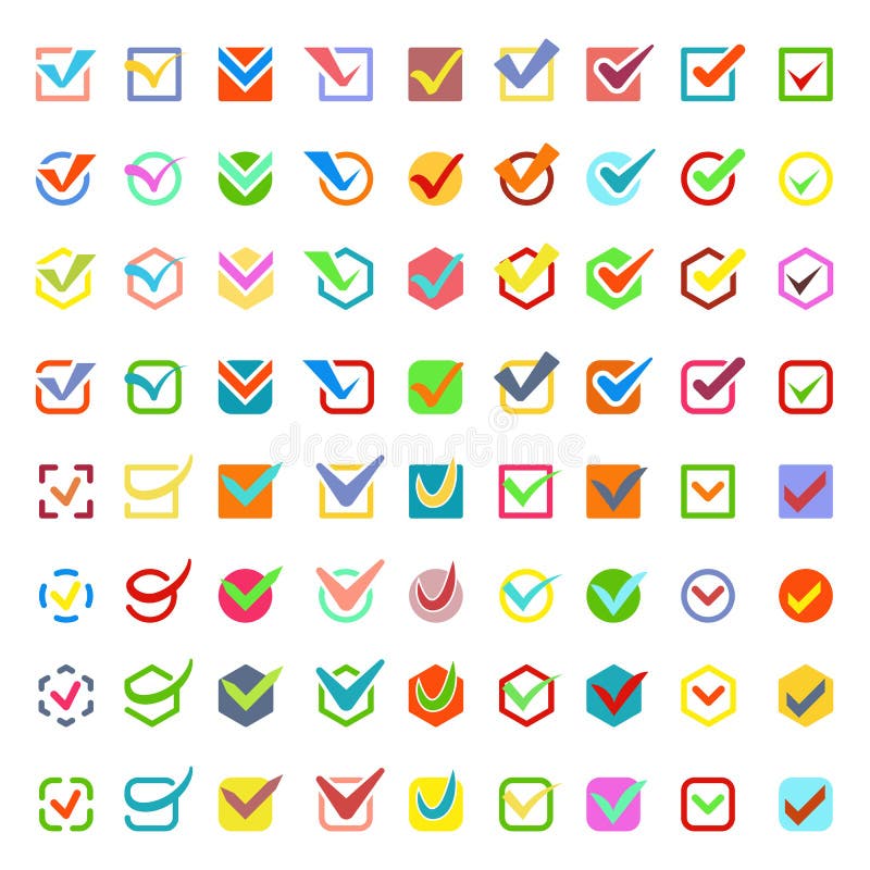 Check Vote Icons Vector Set. Stock Vector - Illustration of sign ...