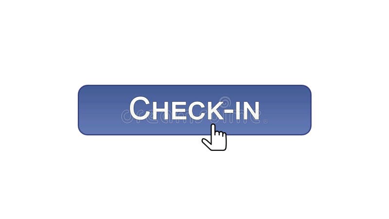 Check-in Web Interface Button Clicked with Mouse Cursor, Violet Color ...