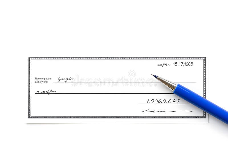 A Check is Written in Blue Ink with a Pen Ai Generated Stock ...