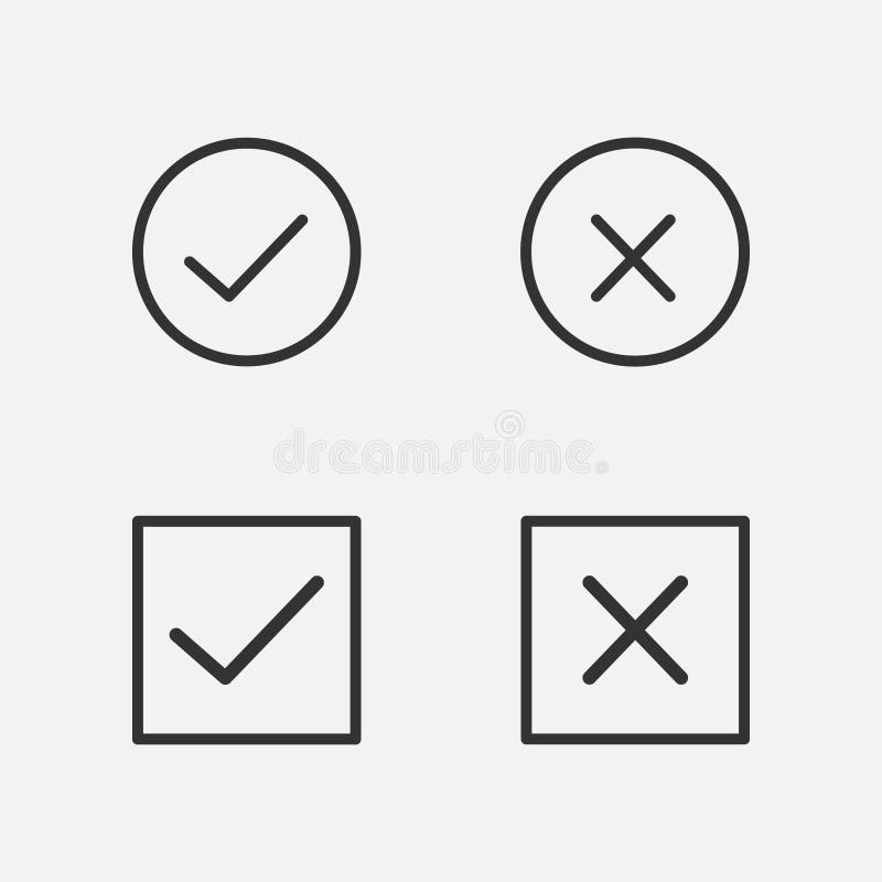 Check and Wrong Icons. Set of Check Marks Stock Vector - Illustration ...