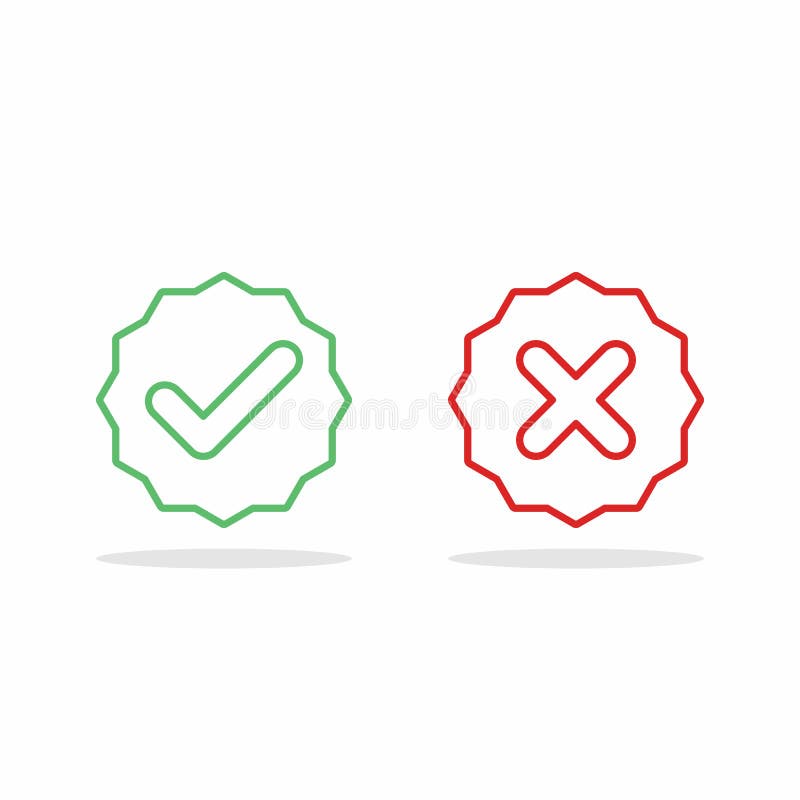 Wrong and Right. Icon Check Mark Yes and X. Red and Green Color Sign ...