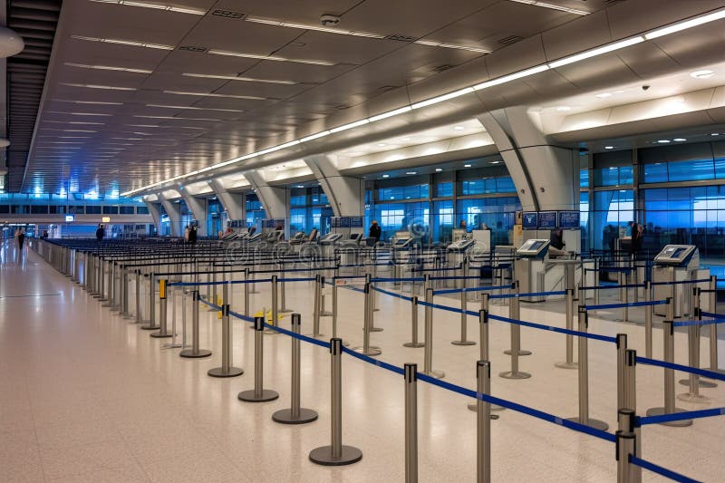 Check in zone in airport stock photo. Image of escalator - 299575722
