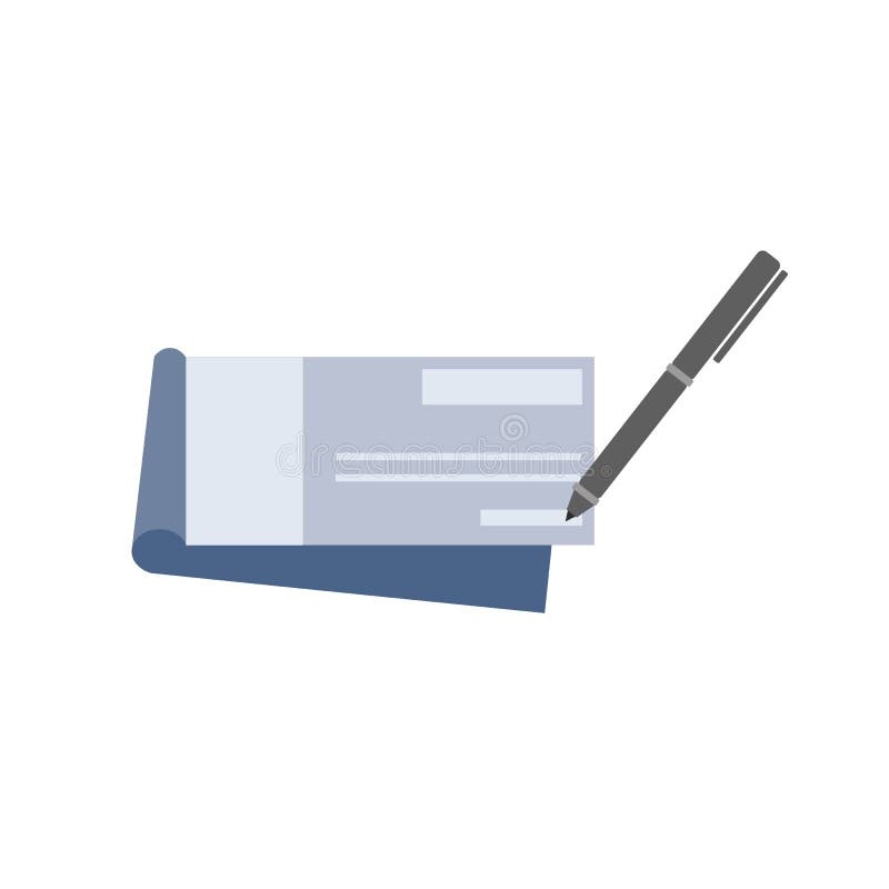 Checkbook or Cheque and Pen Icon Vector Stock Vector - Illustration of ...