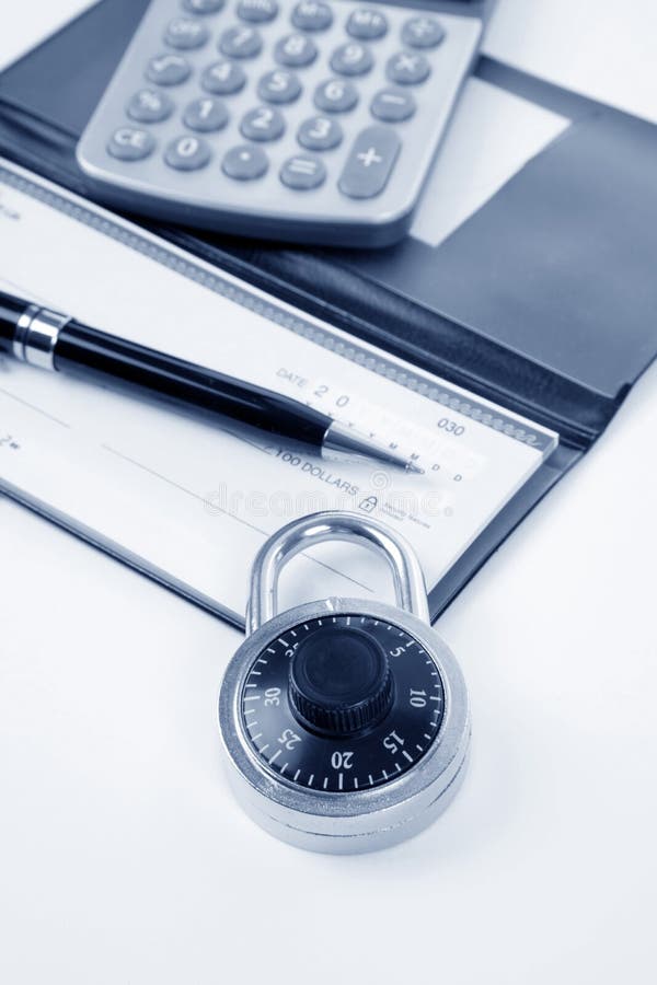 Checkbook and Lock stock image. Image of lock, safety - 7462473