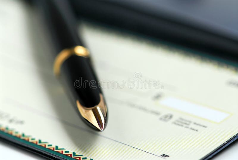 Writing Check in Checkbook stock image. Image of payment - 15572131