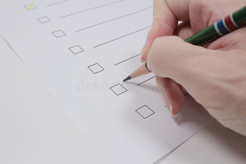 A Checkbox, Checklist with Pencil and Hand Stock Photo - Image of ...