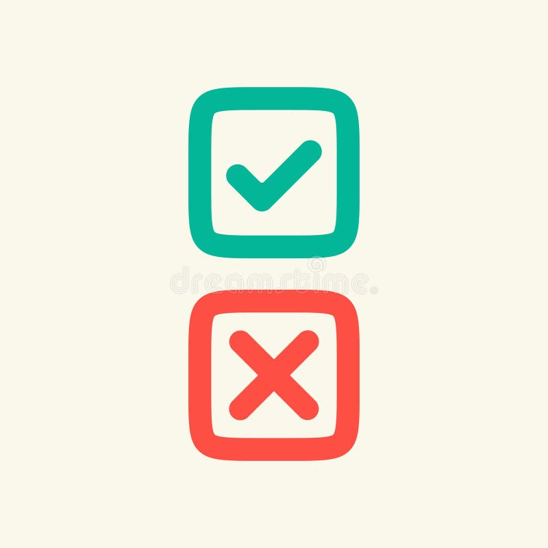 Checkbox Checkmark Square Icon. Confirm True and False Check Mark ...