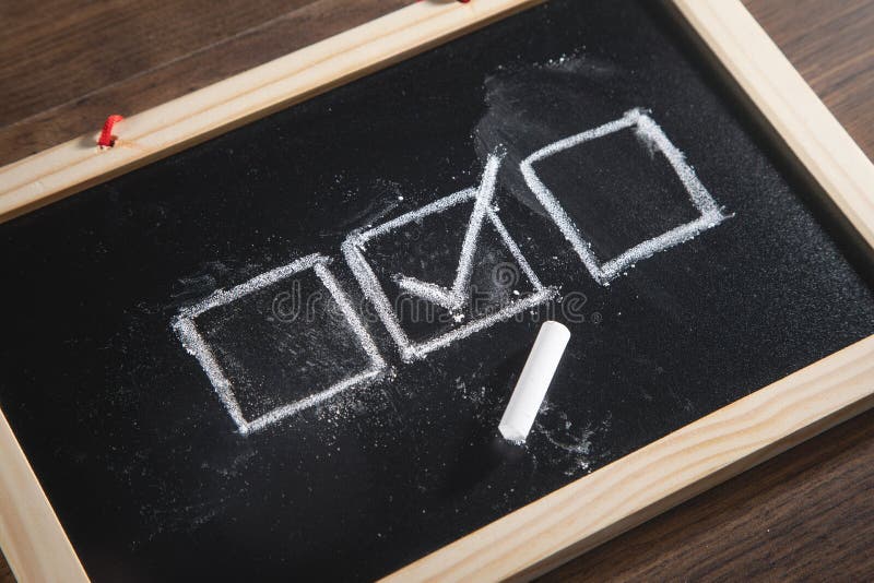 Checkbox Drawn with Chalk on Chalkboard Stock Image - Image of sign ...