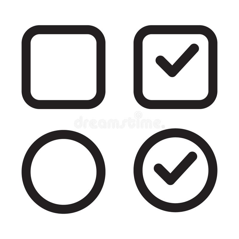 Checkbox Fijado Con El Icono En Blanco Y Comprobado Del Vector Del ...