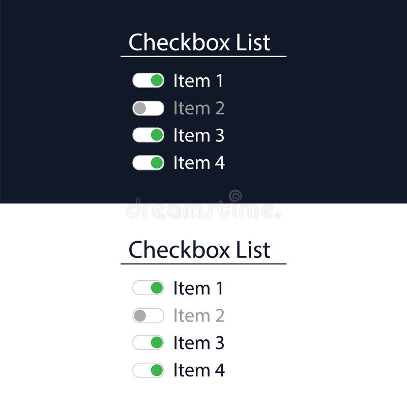 A Checkbox Form with Switches for the Website. User Interface for the ...