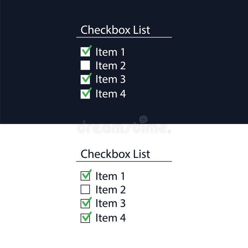 A Checkbox Form for the Website. User Interface for the Website and ...