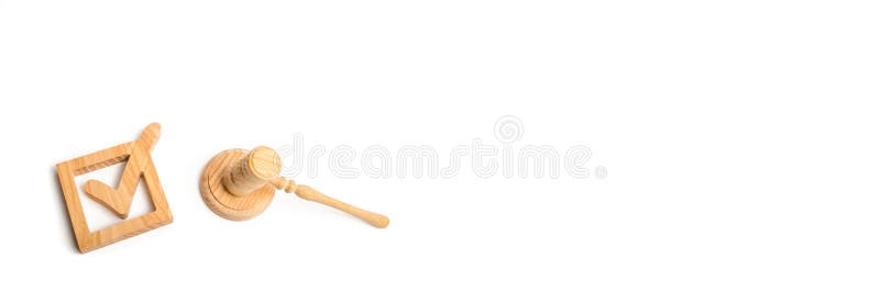 Checkbox and Hammer of the Judge. Check Mark. the Concept of a Judicial ...