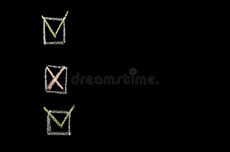 Checkbox Hand Drawn on Chalkboard Stock Image - Image of chalkboard ...