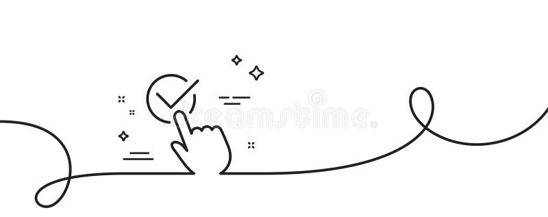 Checkbox Line Icon. Accepted or Confirmed Sign. Continuous Line with Curl. Vector Stock Vector ...