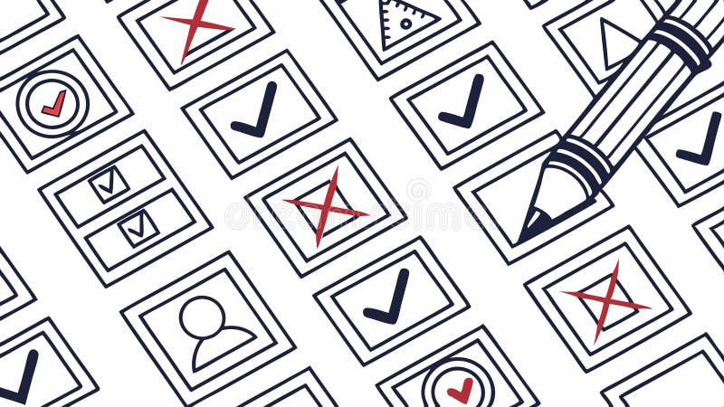 Checkbox Pattern with Pencil, Survey and Choice Concept Vector Design ...