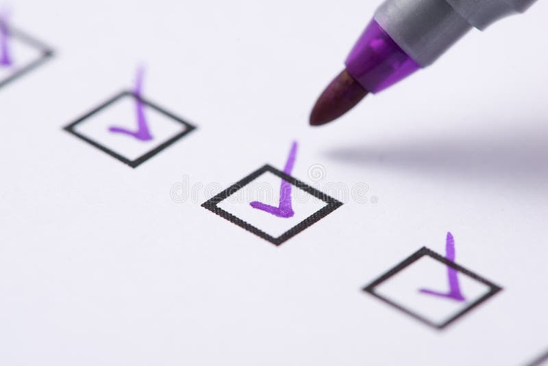 Checkbox with purple tick stock image. Image of agreement - 77748853