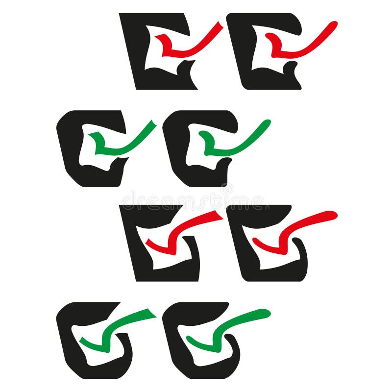 Checkbox Selection Icons. Red Green Ticks. Square Approve Signs. Vector ...