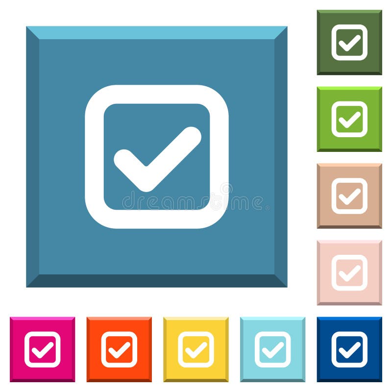 Checkbox White Icons on Edged Square Buttons Stock Vector ...