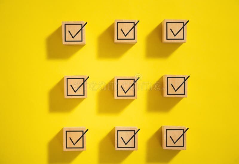 Checkbox on Wooden Cubes. Business Concept Stock Illustration ...