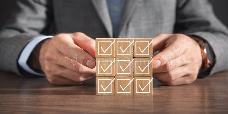 Checkbox on Wooden Cubes. Business Concept Stock Photo - Image of cube ...