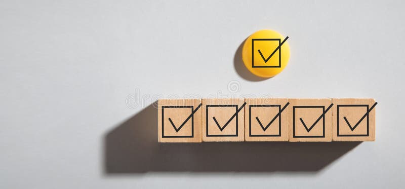 Checkbox on Wooden Cubes. Business Concept Stock Photo - Image of ...