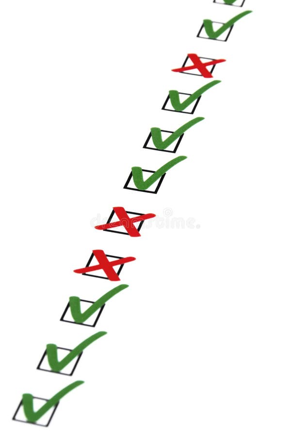 Checkbox with Crosses and Ticks Isolated on White Stock Image - Image ...